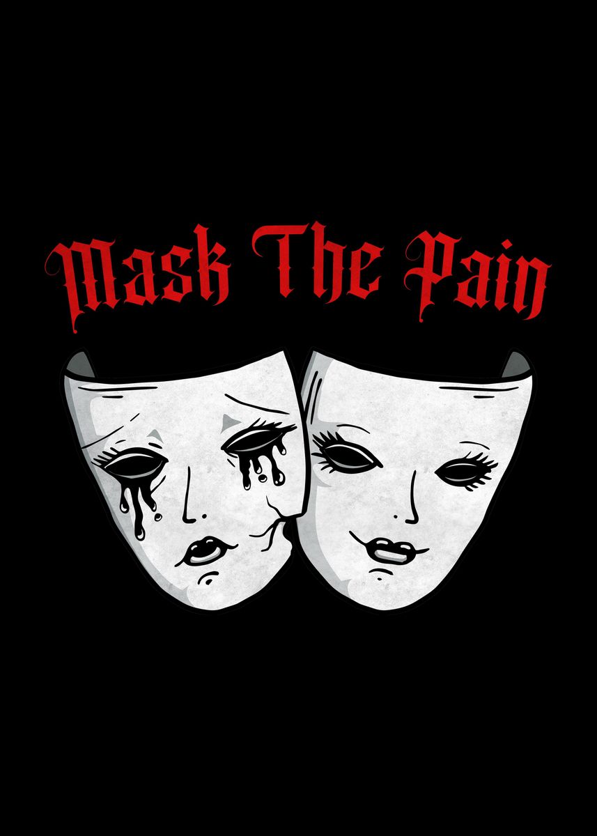 'Theater Mask Sad Emo Goth' Poster, picture, metal print, paint by ...