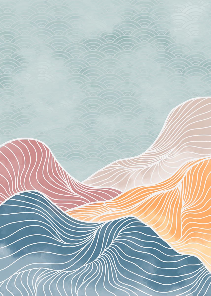 'ABSTRACT MOUNTAIN LINE ART' Poster by budi yanto | Displate