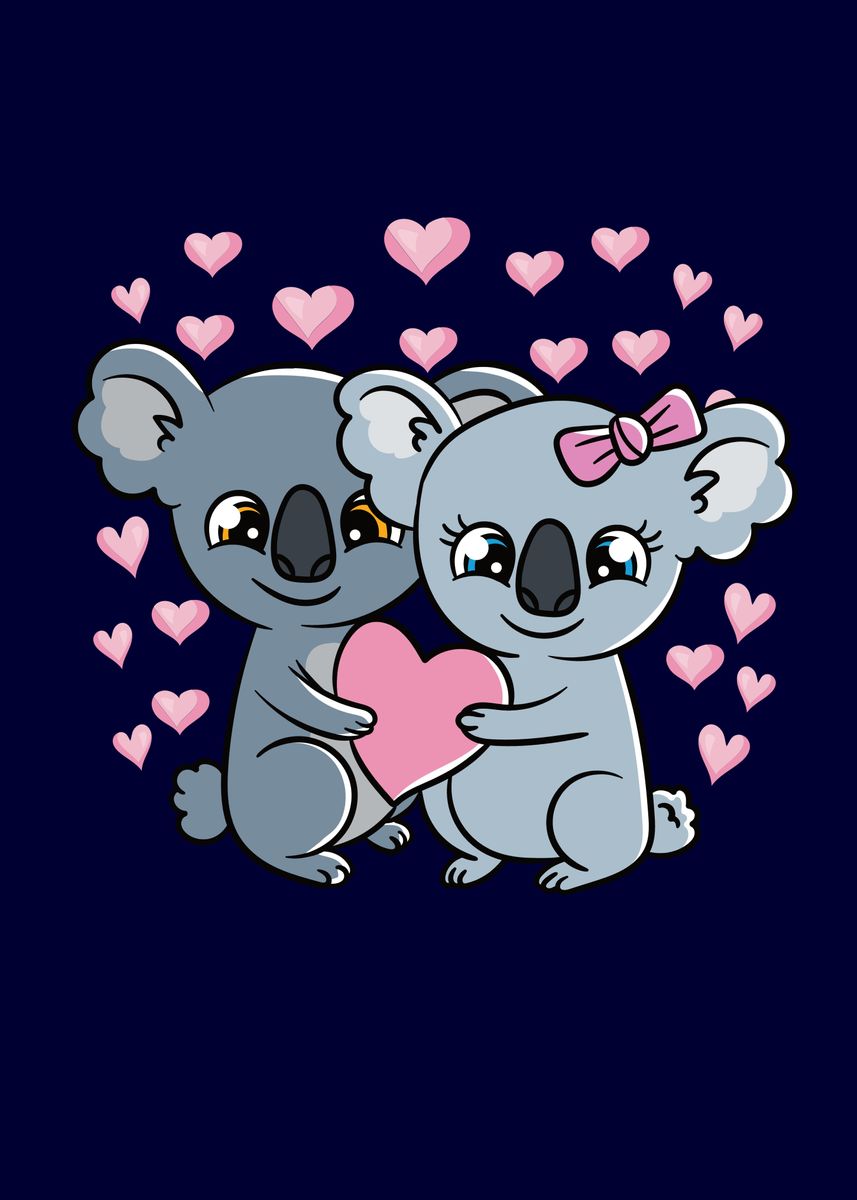 'Valentines Day Koalas' Poster, picture, metal print, paint by MzumO ...
