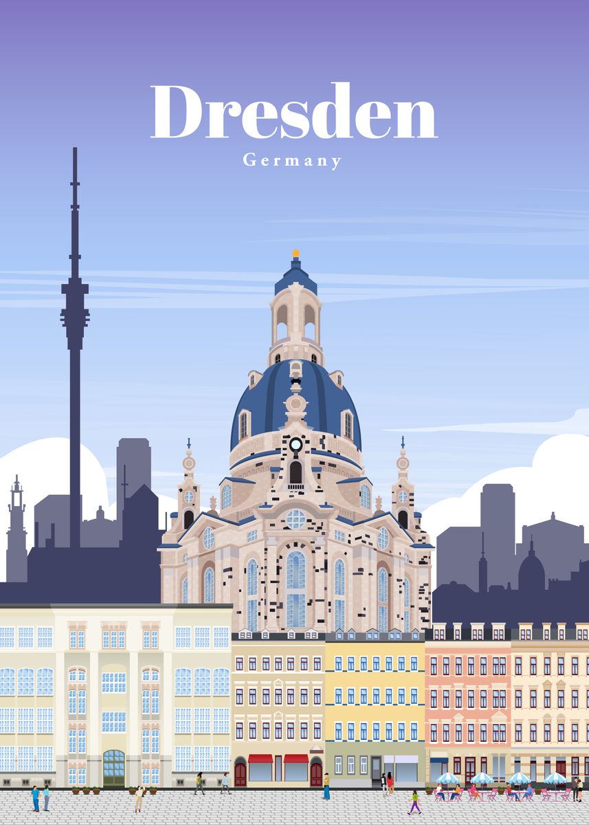 'Travel to Dresden' Poster, picture, metal print, paint by Studio 324 ...