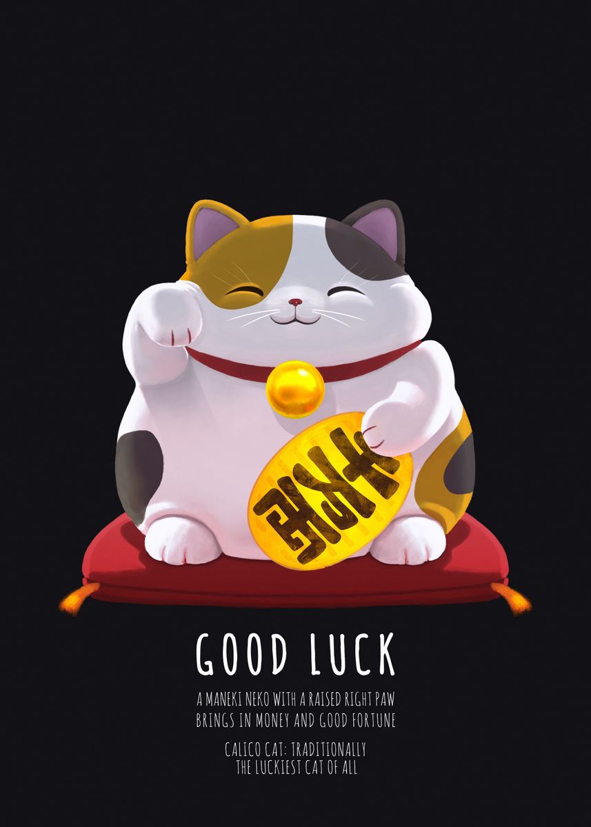 'Lucky Calico Cat Right Paw' Poster, picture, metal print, paint by ...