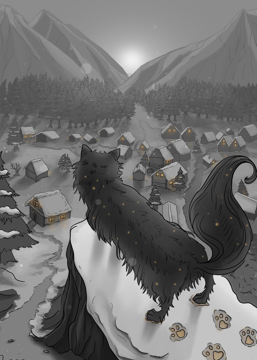 'Yule cat' Poster, picture, metal print, paint by Vali3t | Displate