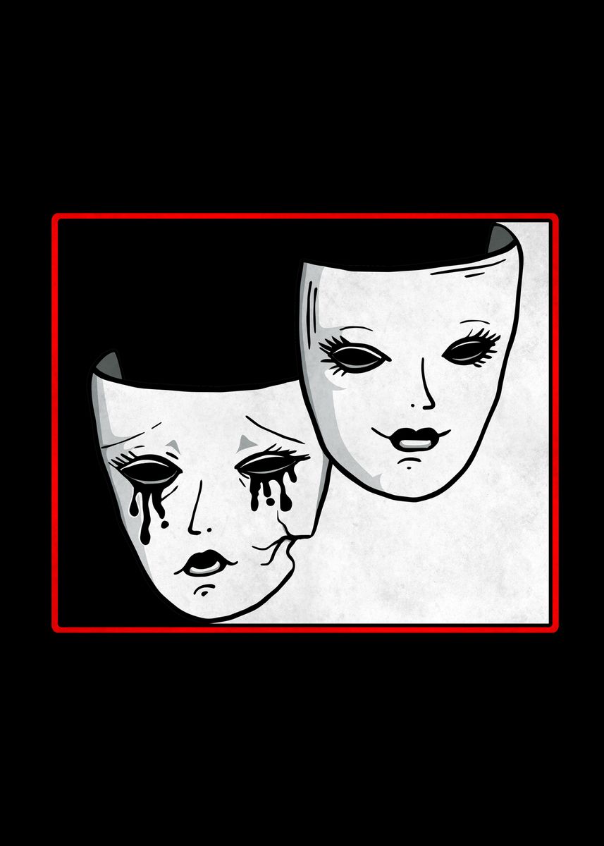 'Theater Mask Sad Emo Goth' Poster, picture, metal print, paint by ...