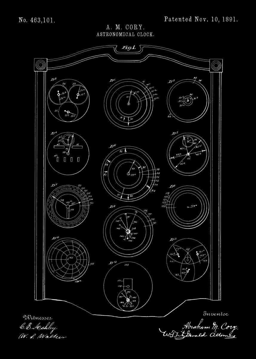'Astronomical Clock Patent' Poster, picture, metal print, paint by Sam ...