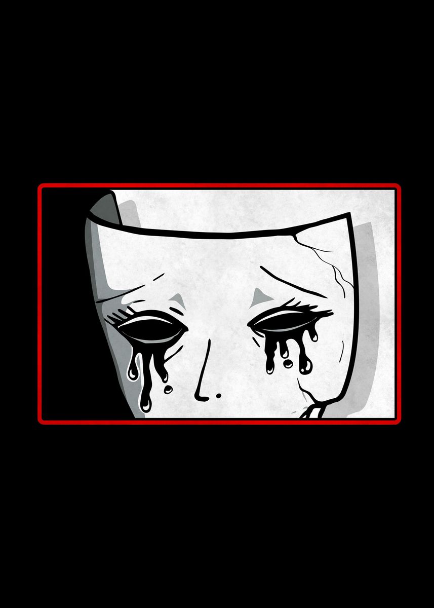 'Theater Mask Sad Emo Goth' Poster, picture, metal print, paint by ...