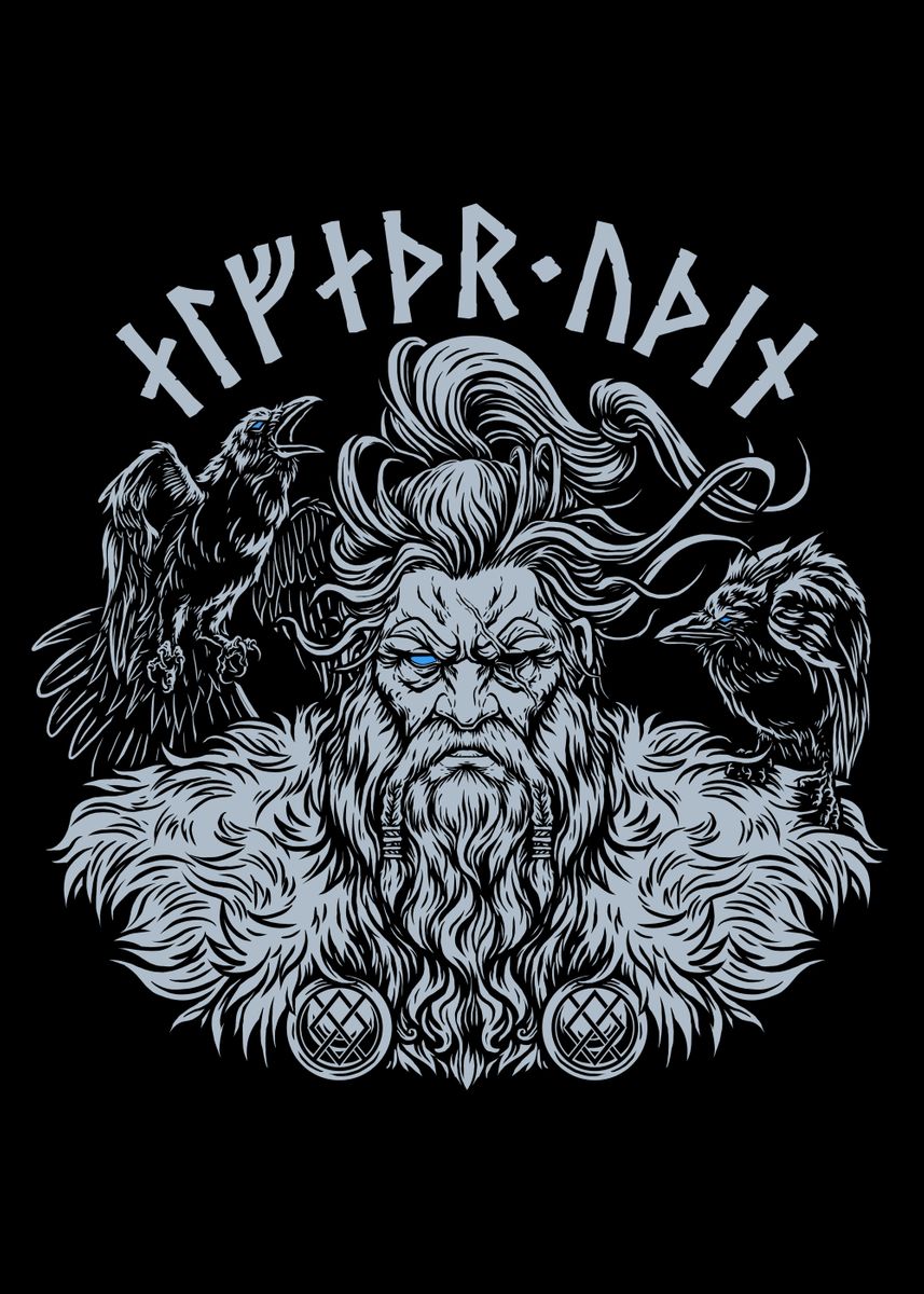 'Odin Norse Viking Runes' Poster, picture, metal print, paint by ...