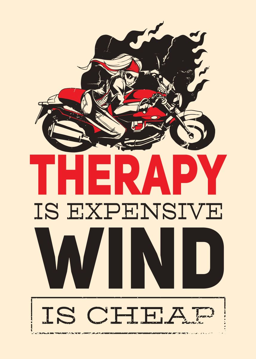 'Motorcycle girl therapy ' Poster, picture, metal print, paint by Simon ...