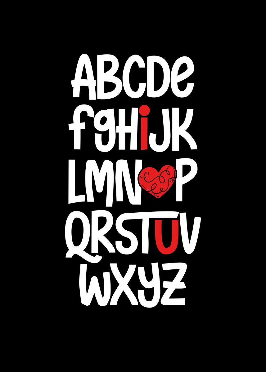 'ABC I love you' Poster, picture, metal print, paint by BeMi | Displate