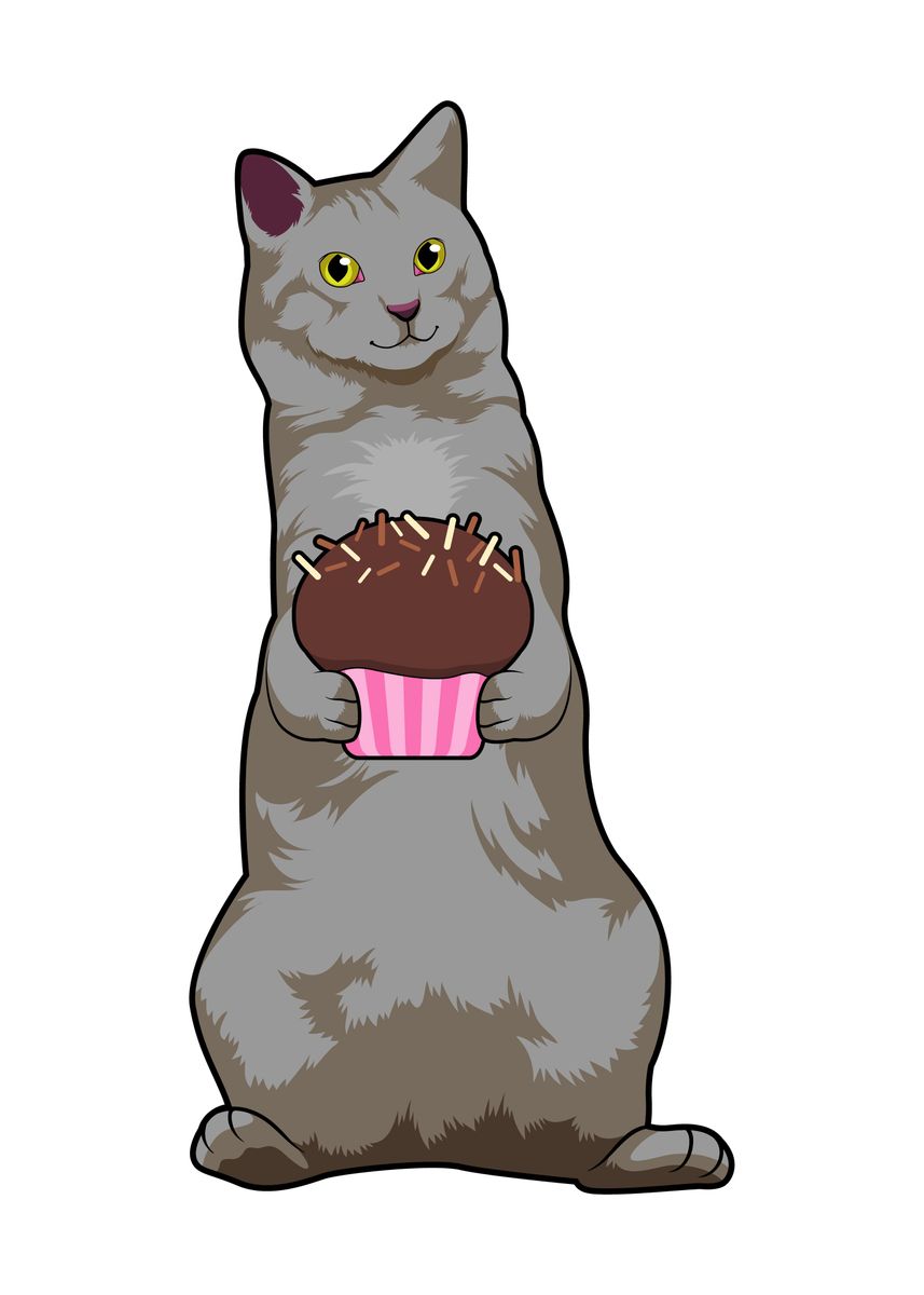 'Cat Muffin ' Poster, picture, metal print, paint by Markus Schnabel ...