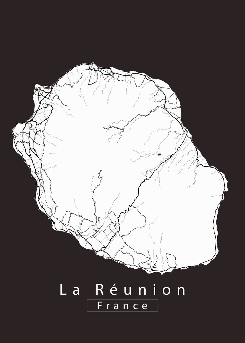 'La Reunion Island Map' Poster, picture, metal print, paint by Mapique ...
