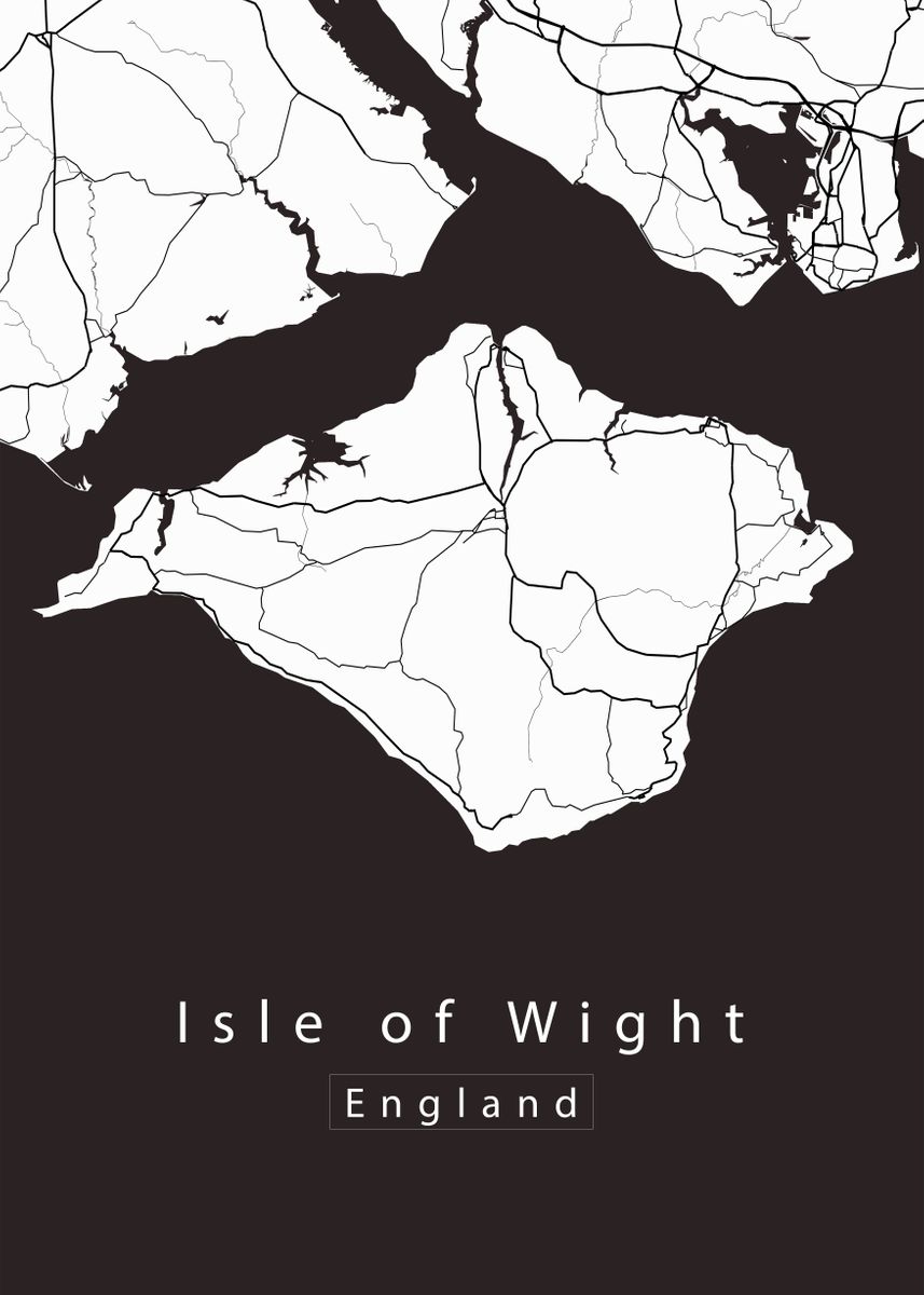 'Isle of Wight Island Map' Poster, picture, metal print, paint by ...