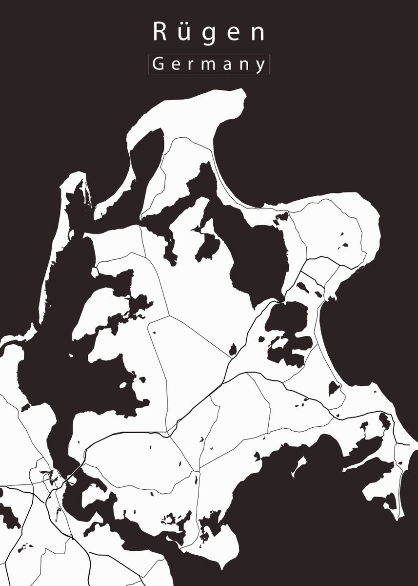 'Ruegen Island Map' Poster, picture, metal print, paint by Robin ...