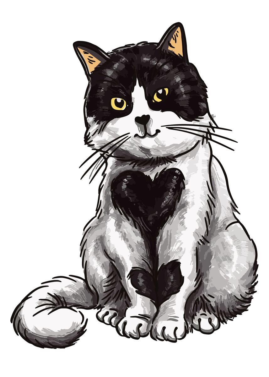 'Cute Lovely Cat' Poster, picture, metal print, paint by Max Ronn ...