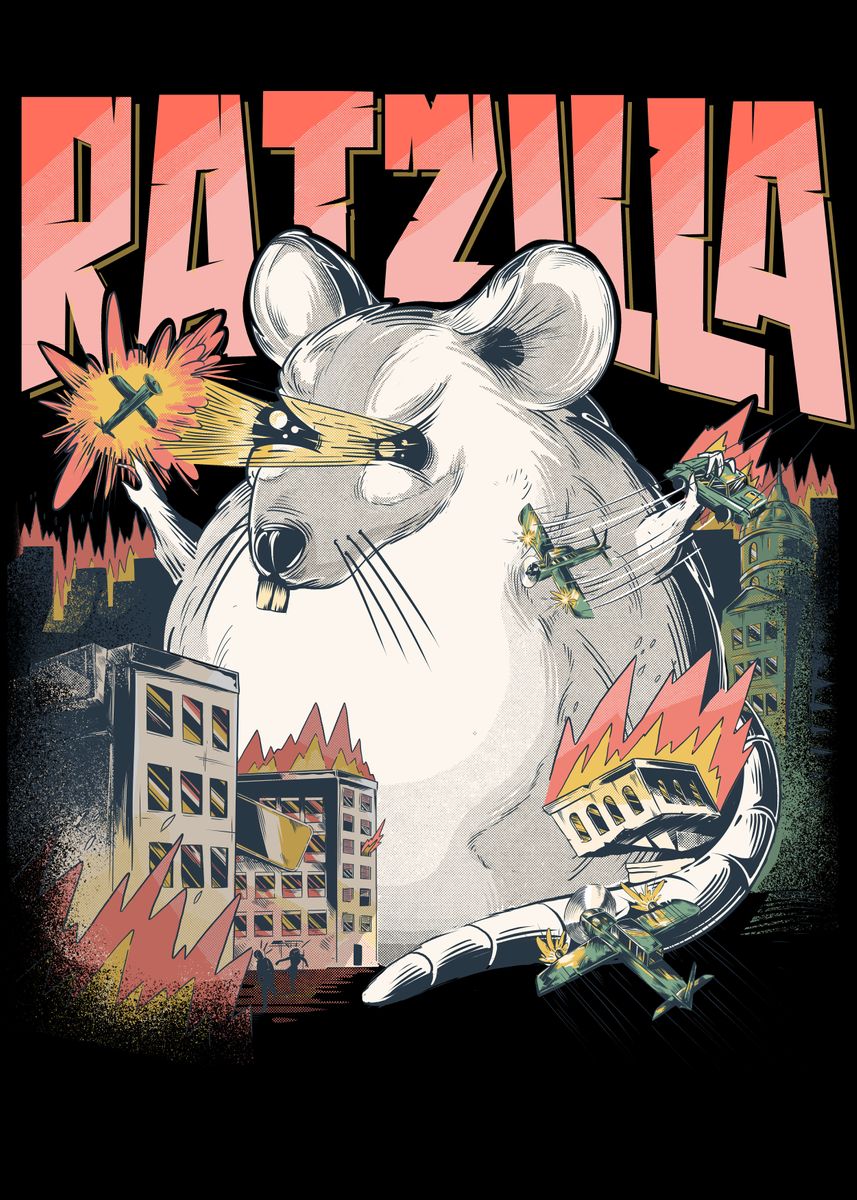 'RATZILLA Pet Rat Monster' Poster, picture, metal print, paint by ...
