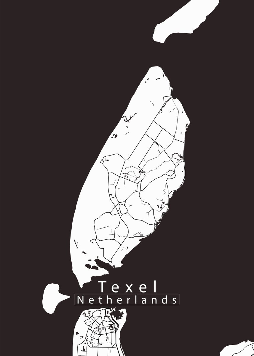 'Texel Island Map' Poster, picture, metal print, paint by Robin ...
