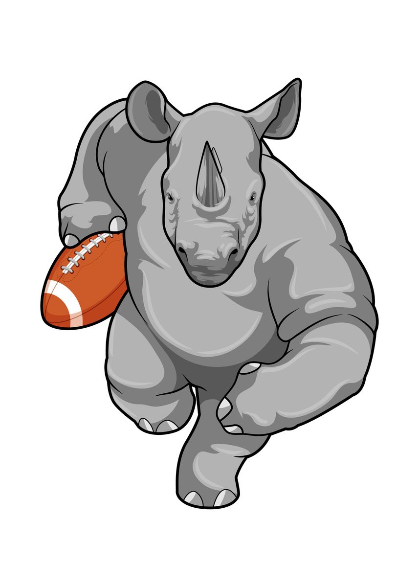 'Rhino Football Sports' Poster, picture, metal print, paint by Markus ...