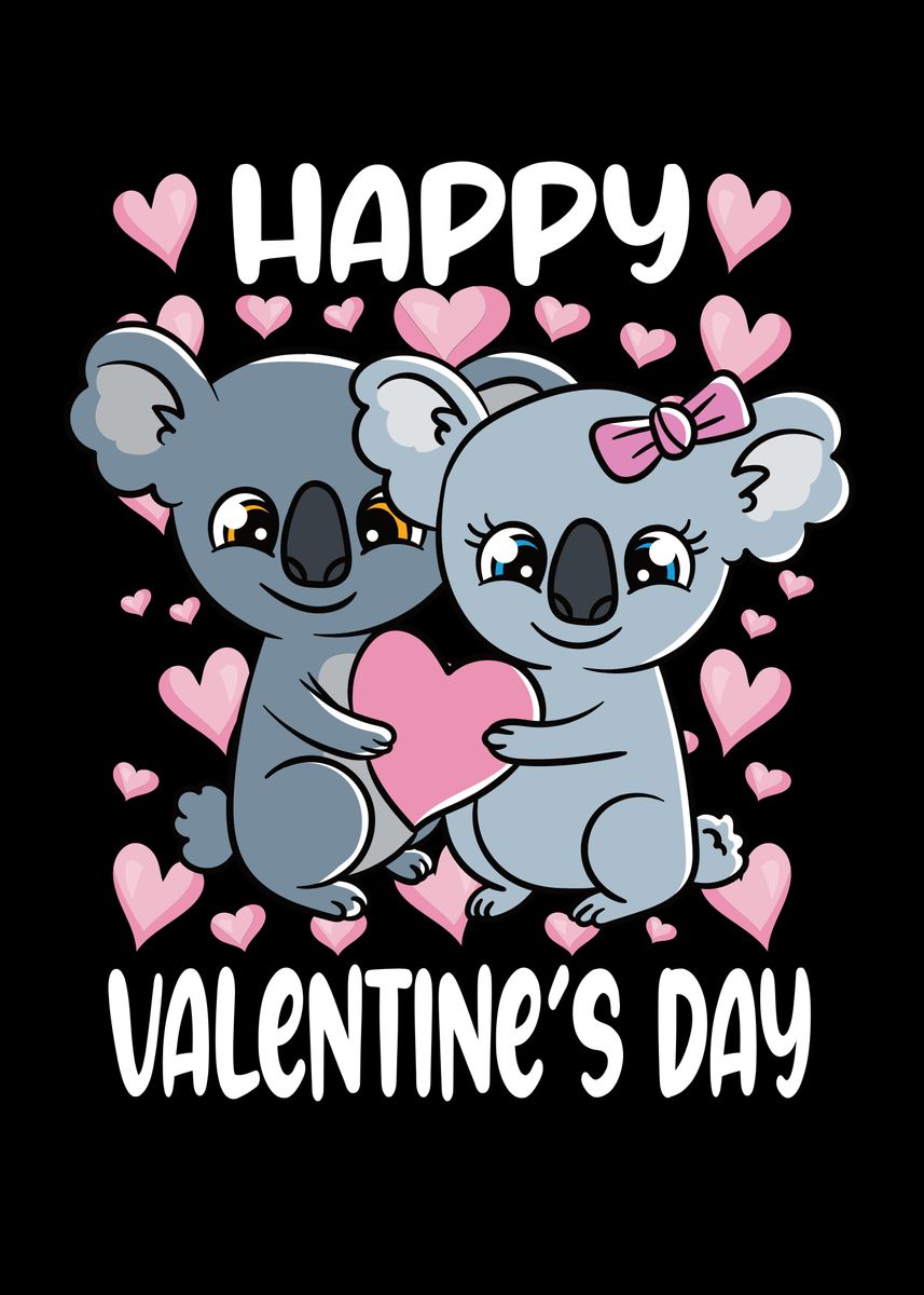 'Valentines Day Koalas' Poster, picture, metal print, paint by MzumO ...