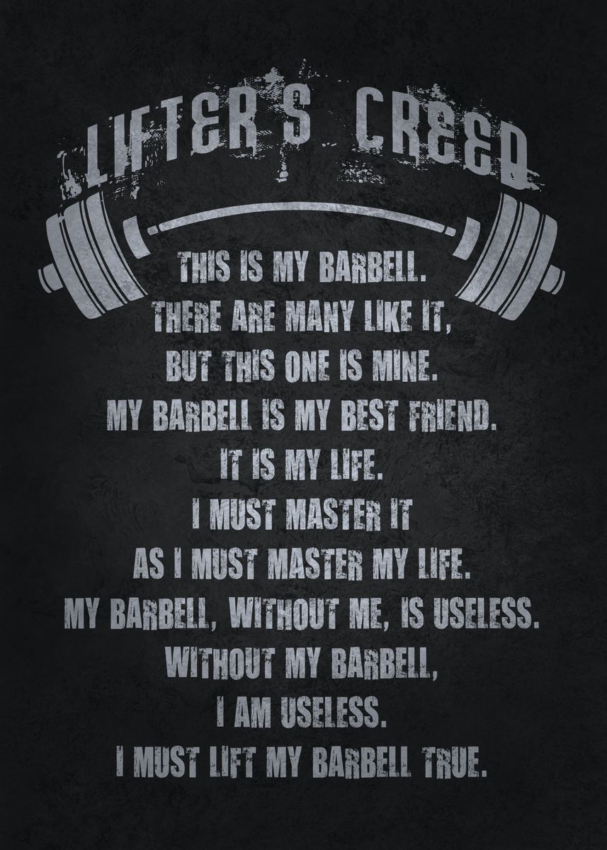 'Lifters Creed Barbell' Poster, picture, metal print, paint by CHAN ...