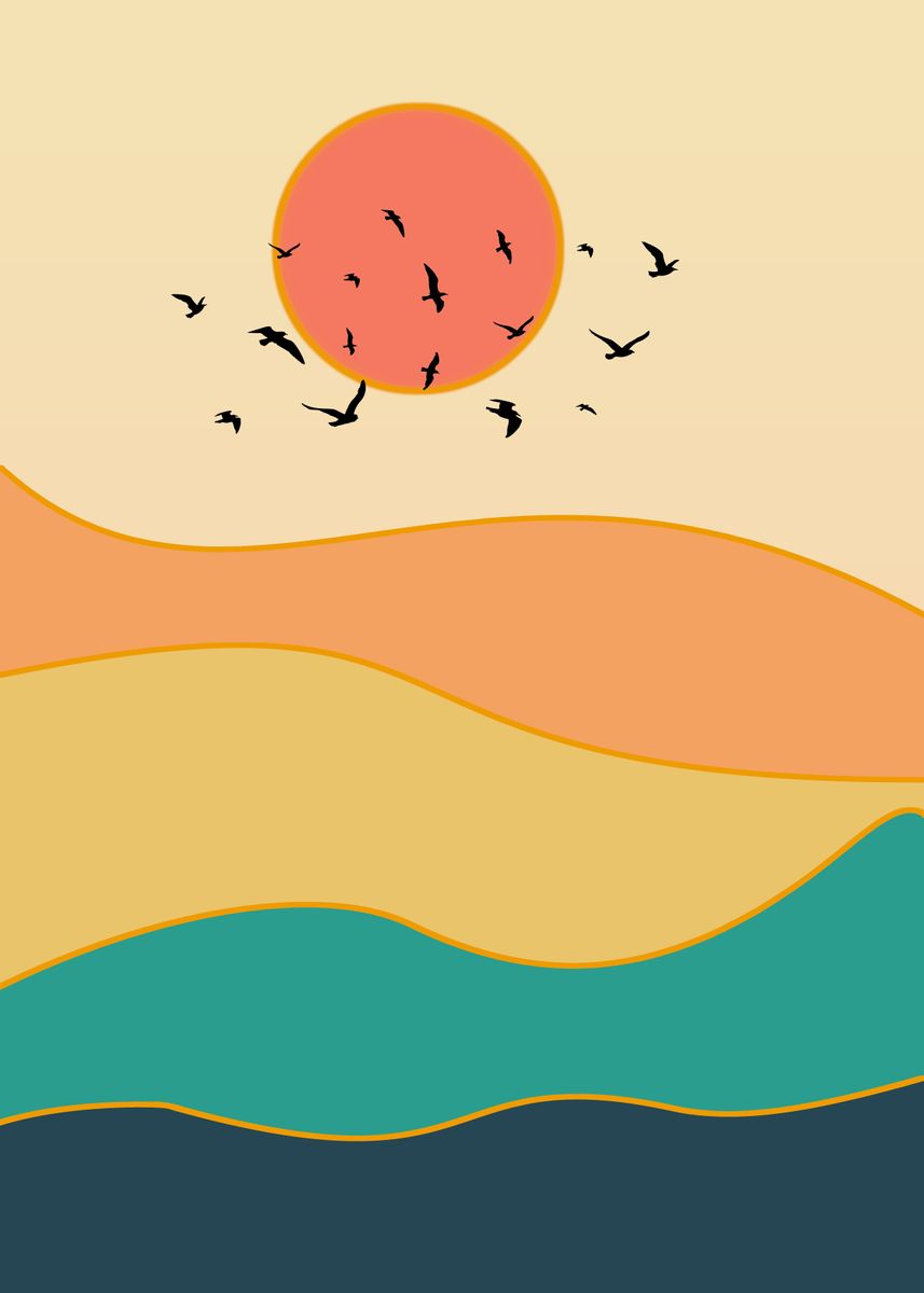 'Abstract Sunset ' Poster, picture, metal print, paint by BnWDesigner ...