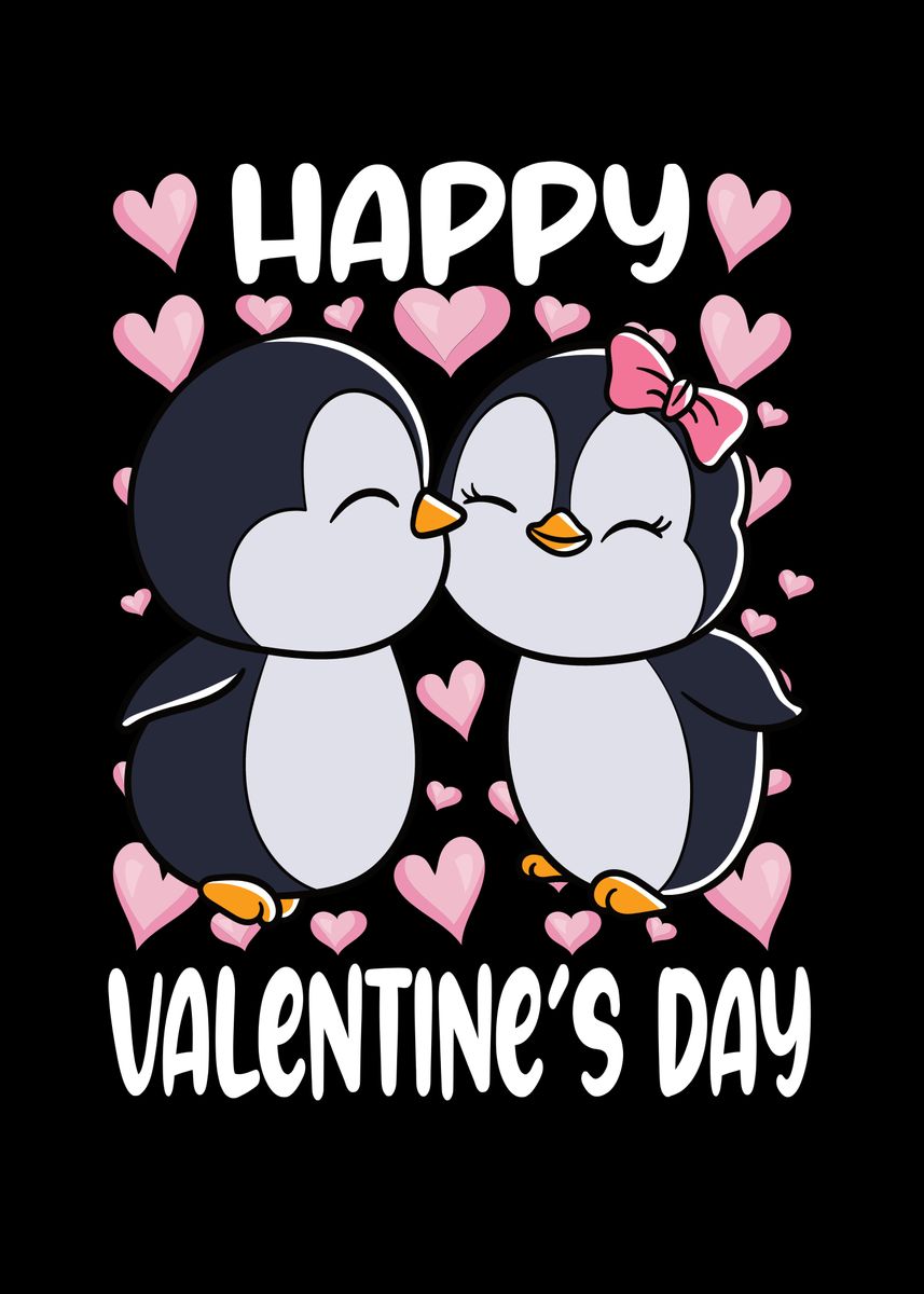 'Valentines Day Penguins' Poster, picture, metal print, paint by MzumO ...