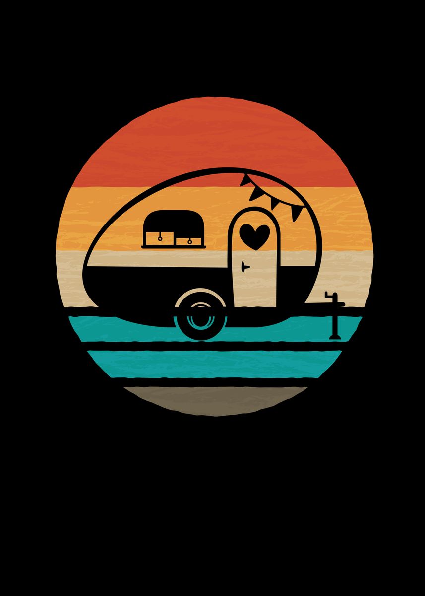 'Caravan Camping Funny' Poster, picture, metal print, paint by KaSeRa ...