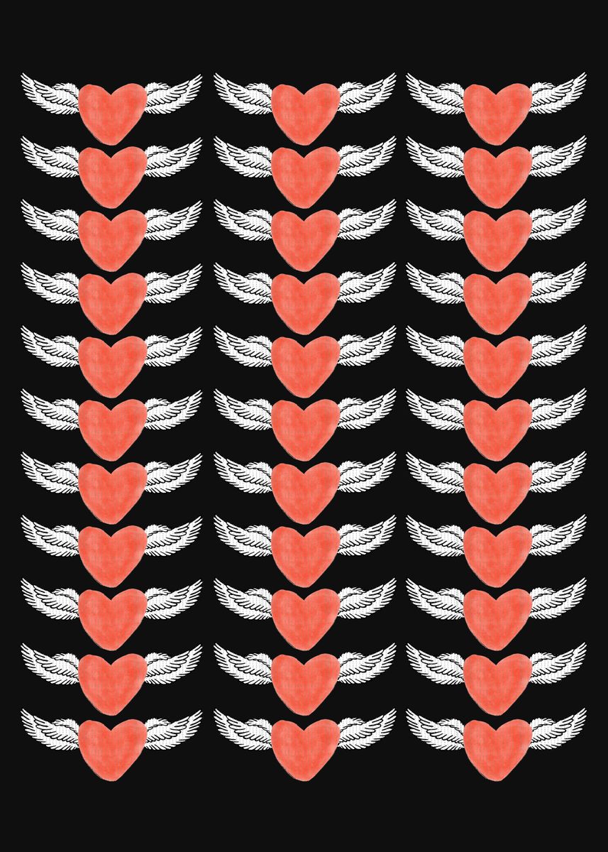 'Weirdcore Winged Heart' Poster, picture, metal print, paint by ...