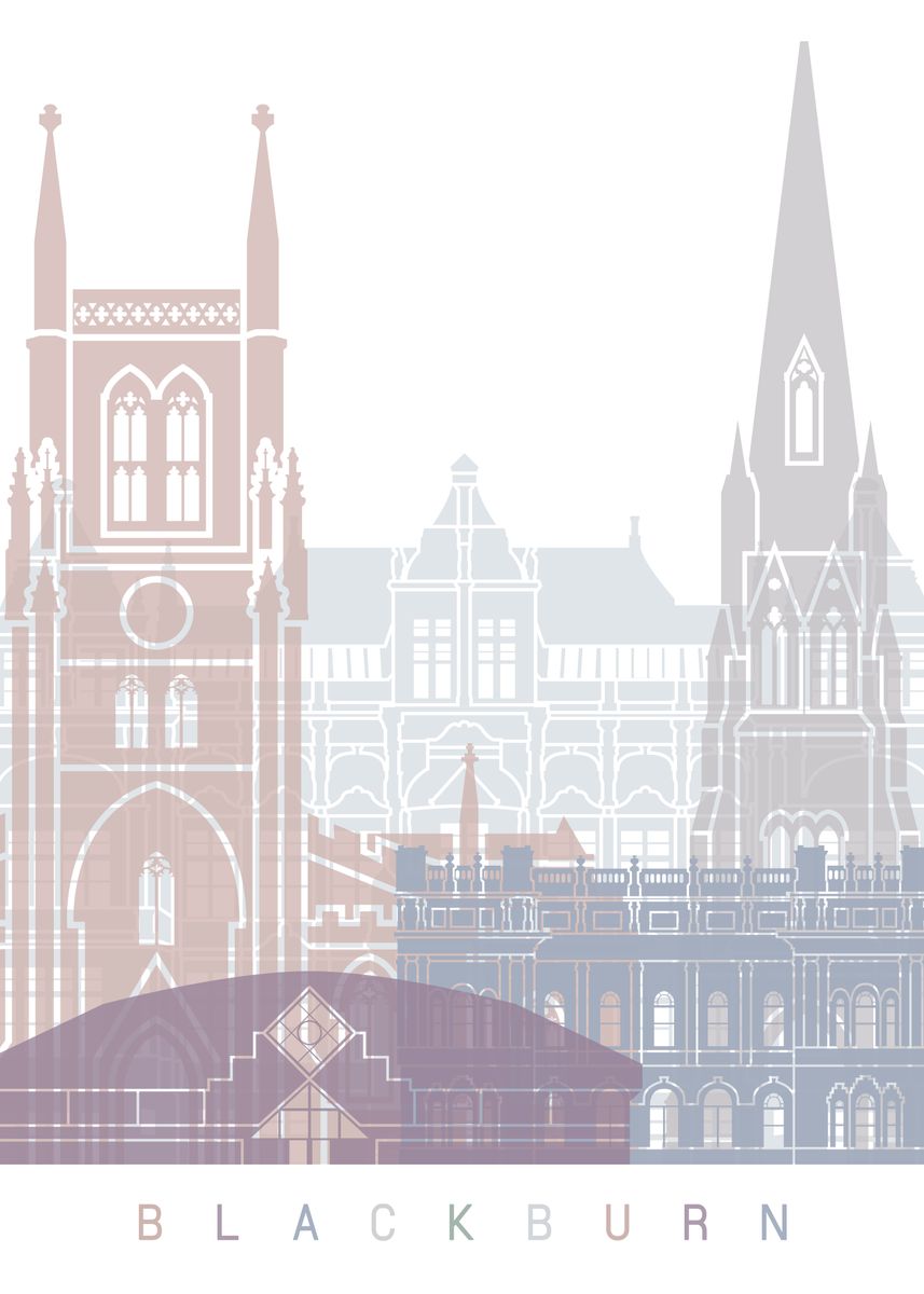 'BLACKBURN SKYLINE POSTER ' Poster by Cristina Romero | Displate