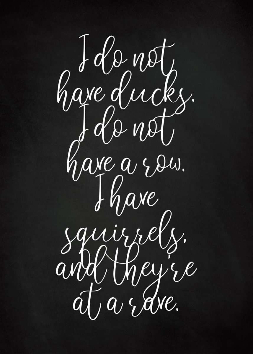 'Funny Ducks Black Script' Poster, picture, metal print, paint by ...