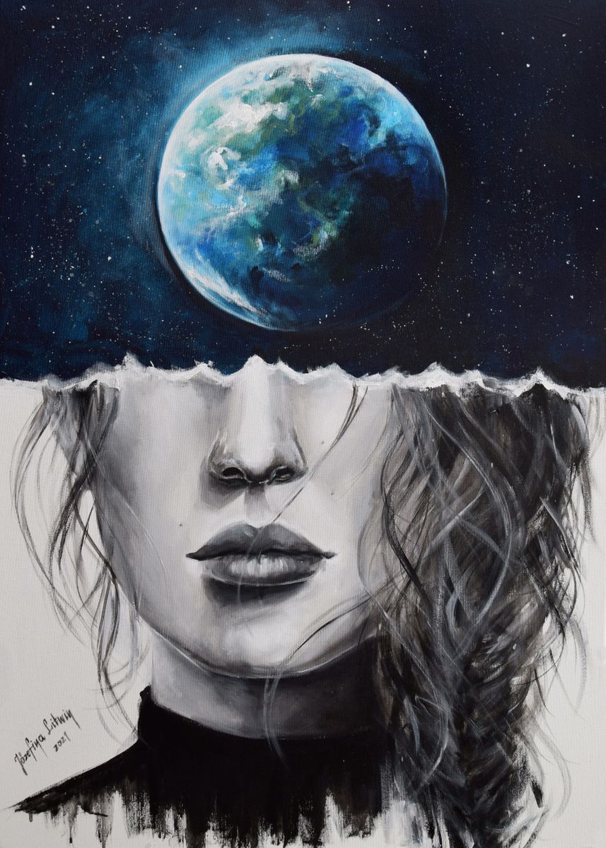 'Space surreal art Earth ' Poster, picture, metal print, paint by ...