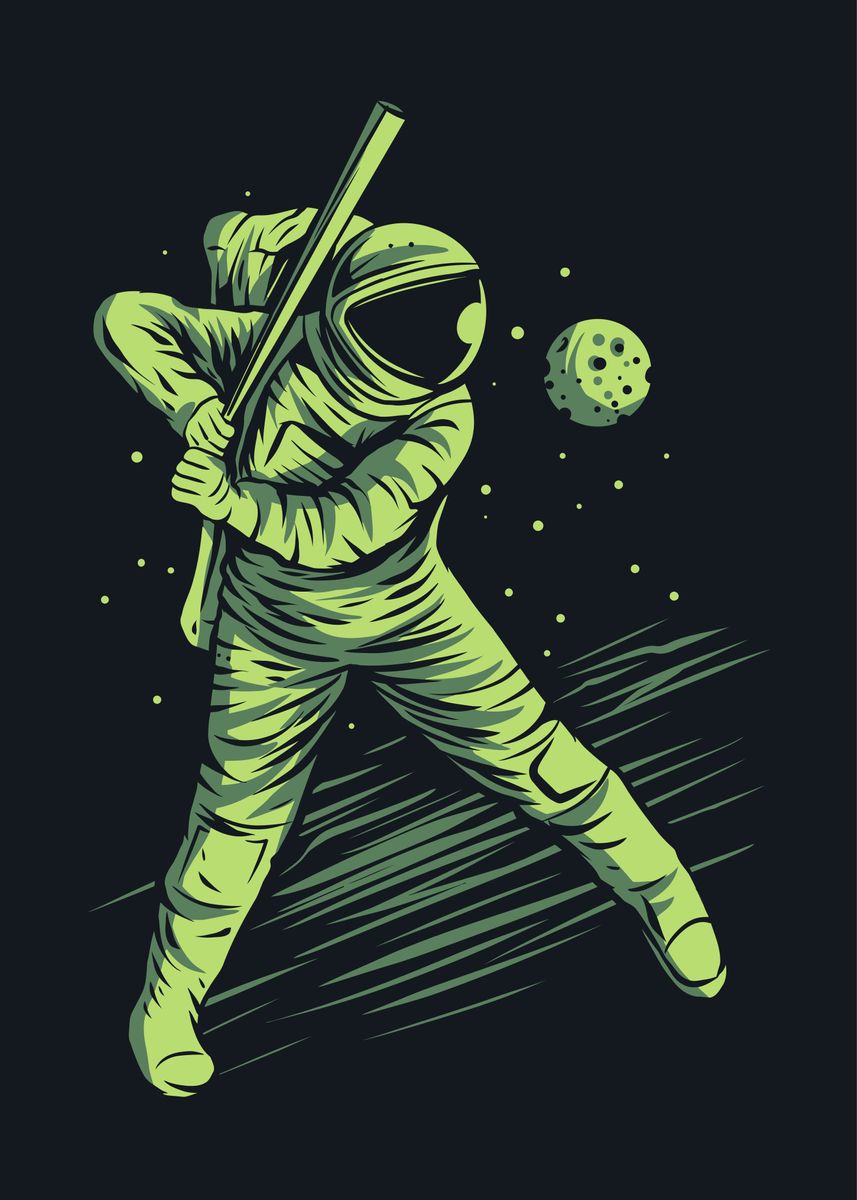 'Astronaut Baseball' Poster, picture, metal print, paint by Trend ...