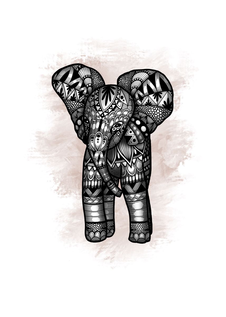 'Zentangle Elephant' Poster, picture, metal print, paint by Dina ...