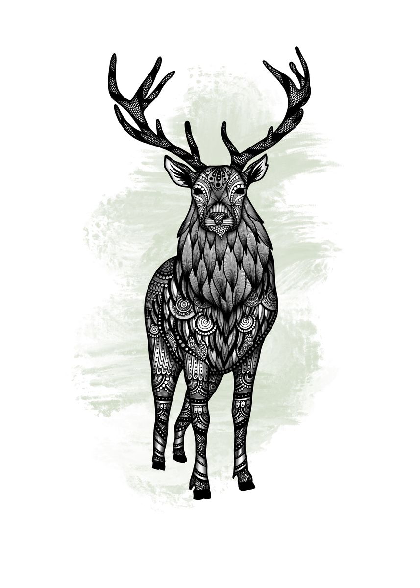 'Zentangle Stag' Poster, picture, metal print, paint by Dina Liamson ...