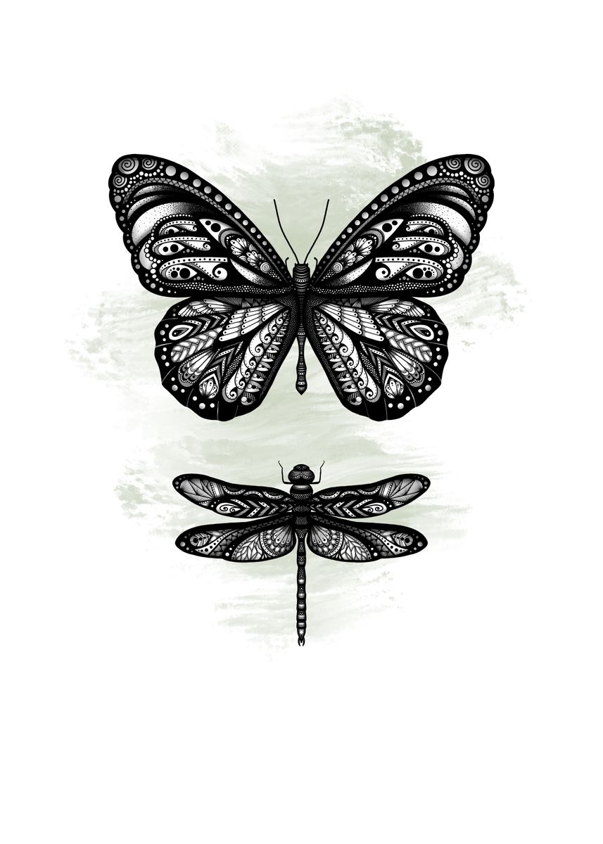 'Zentangle Butterfly' Poster, picture, metal print, paint by Dina ...