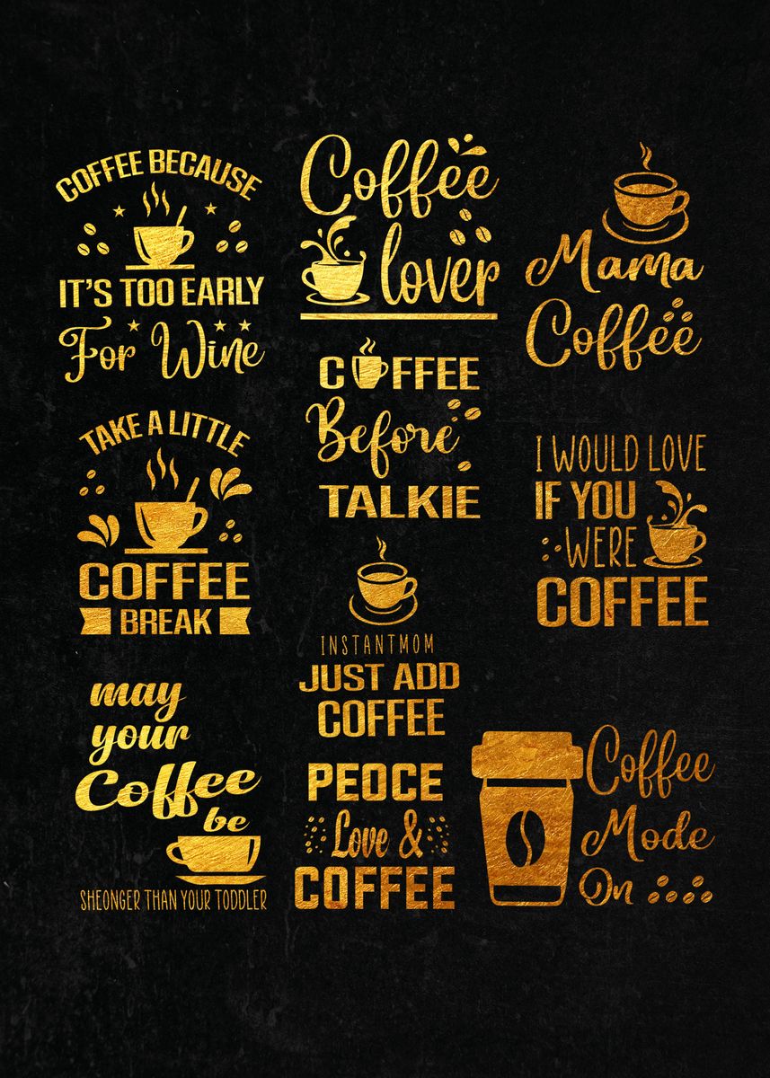 'Coffee set 10' Poster, picture, metal print, paint by Dutton Jerrell | Displate