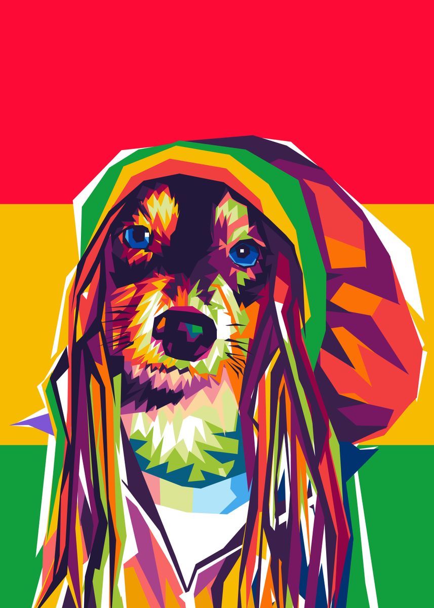 'Reggae Dog' Poster, picture, metal print, paint by arrasign | Displate