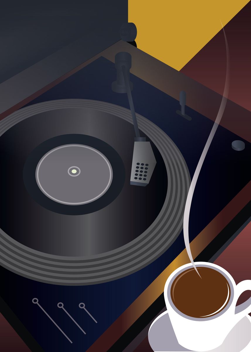'Vinyl player art deco' Poster, picture, metal print, paint by ...