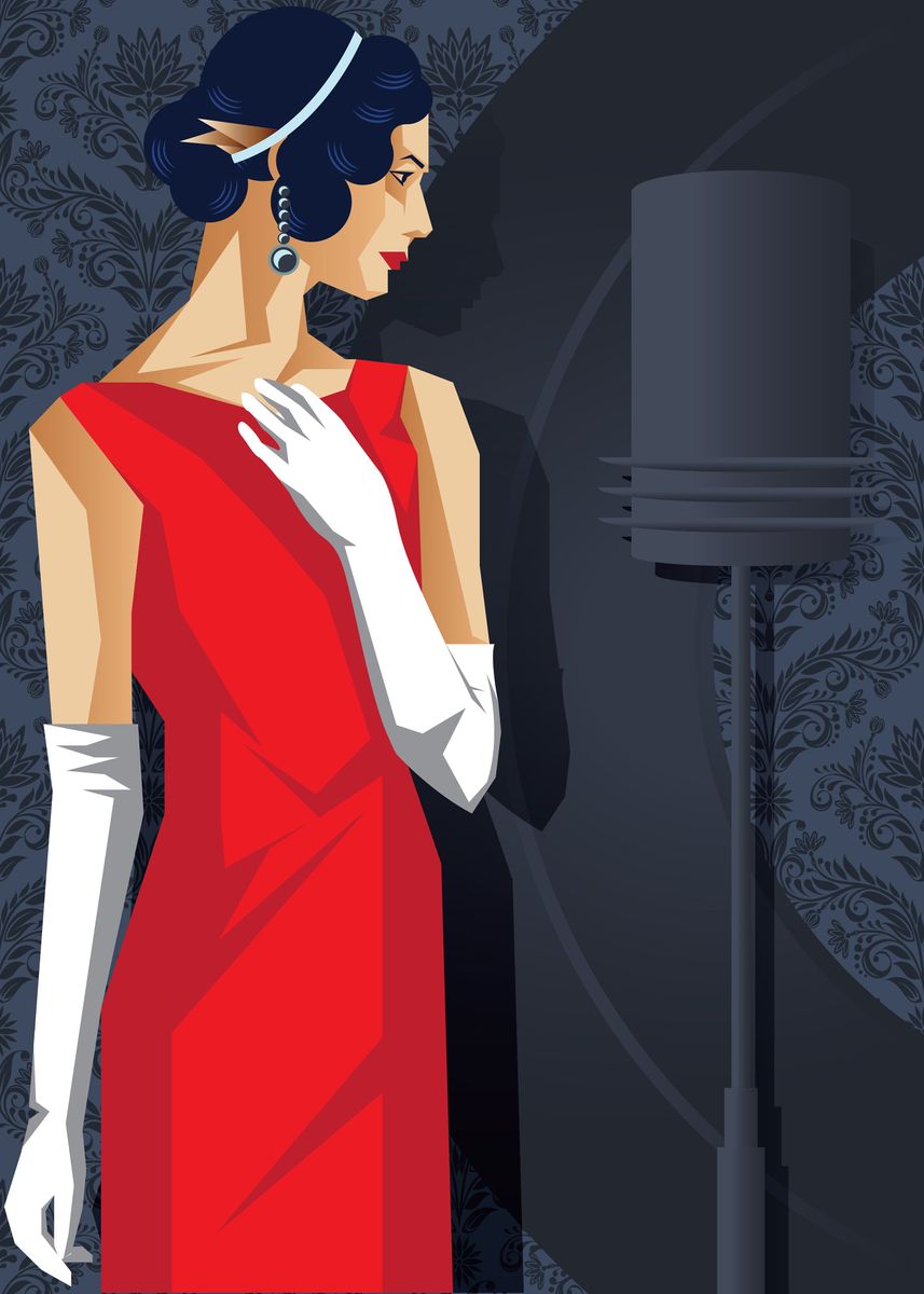 'Red dress galle art deco' Poster, picture, metal print, paint by ...
