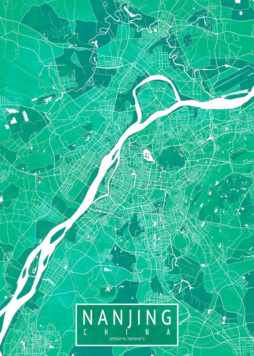 'Nanjing Map Watercolor' Poster by deMAP Studio | Displate