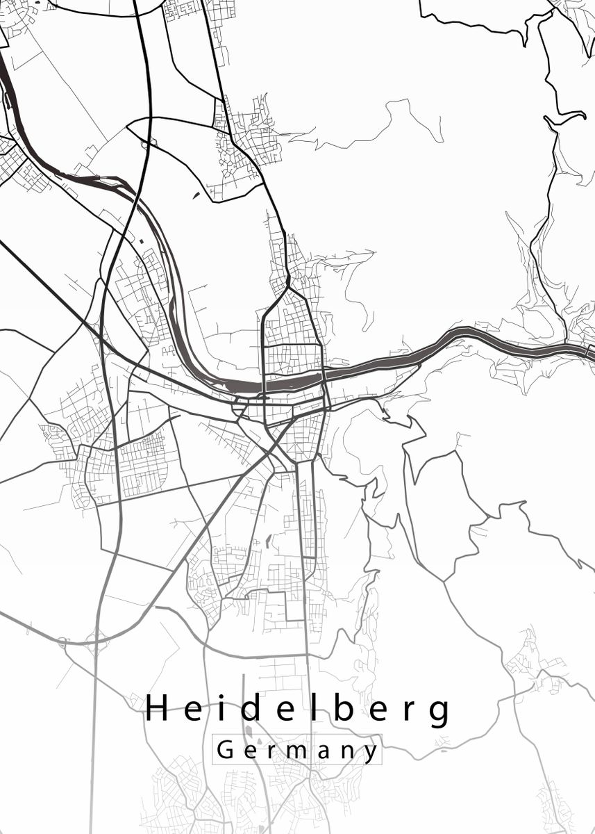'Heidelberg City Map' Poster, picture, metal print, paint by Mapique ...