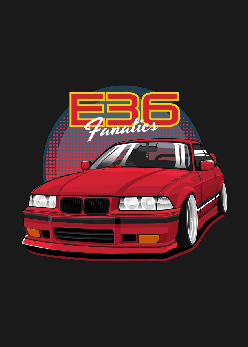 'E36 Bimmer Fanatics' Poster, picture, metal print, paint by Masje ...