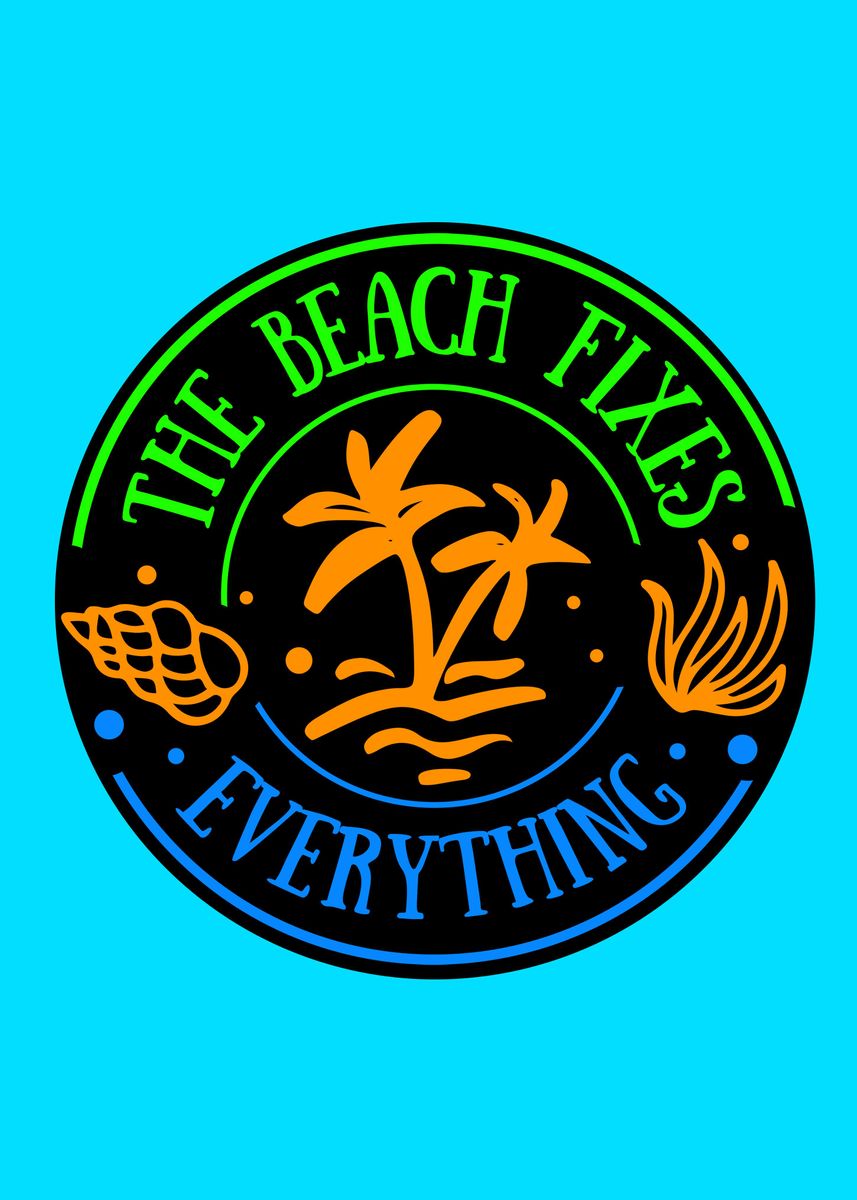 'The beach fixes' Poster, picture, metal print, paint by Tony Lee ...