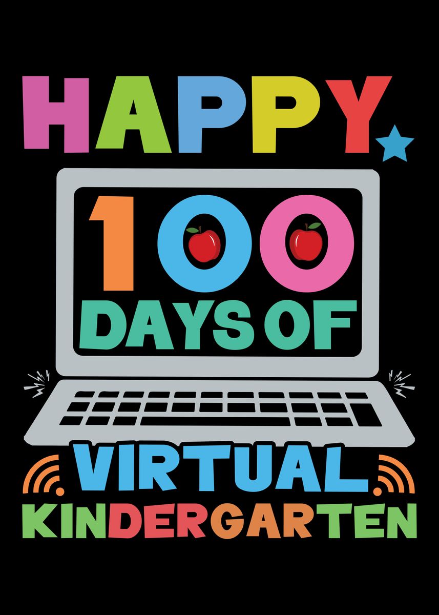 'Days Of School Happy 100th' Poster, picture, metal print, paint by ...