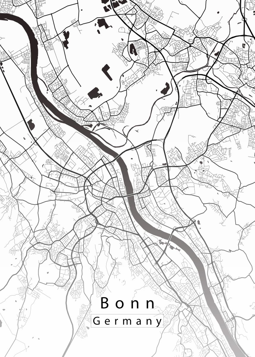 'Bonn City Map' Poster, picture, metal print, paint by Mapique | Displate