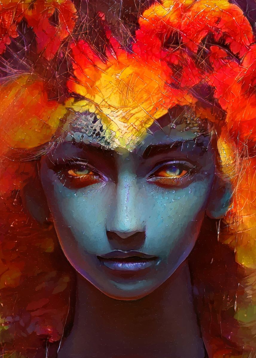 'Flame Goddess Ashara' Poster, picture, metal print, paint by matthew ...