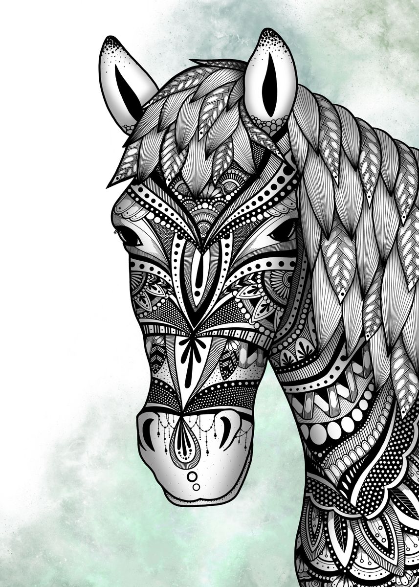 'Zentangle Horse' Poster, picture, metal print, paint by Dina Liamson ...