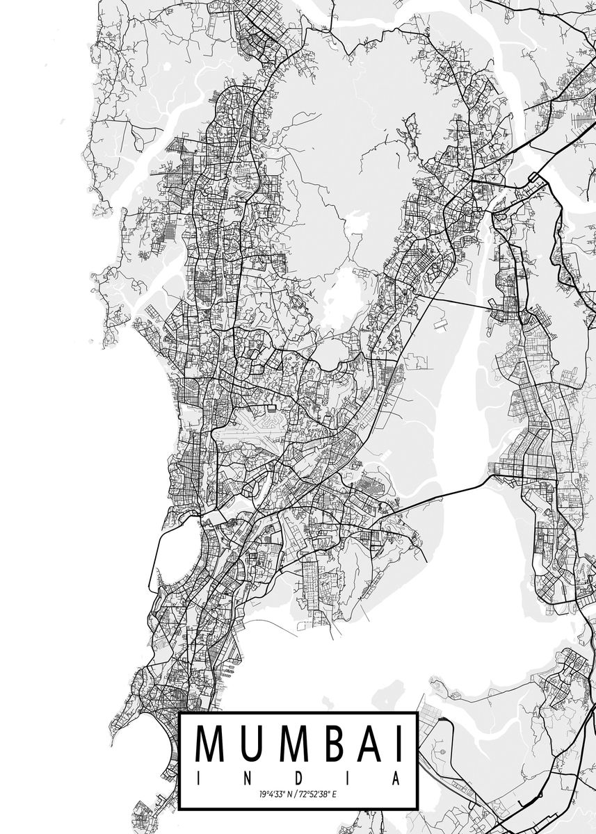 'Mumbai City Map Light' Poster, picture, metal print, paint by deMAP ...