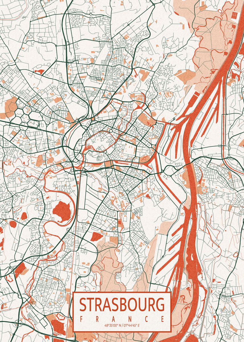'Strasbourg Map Bohemian' Poster, picture, metal print, paint by deMAP ...