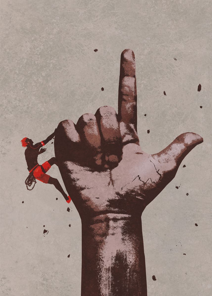 'Climbing the hand' Poster, picture, metal print, paint by Designersen ...