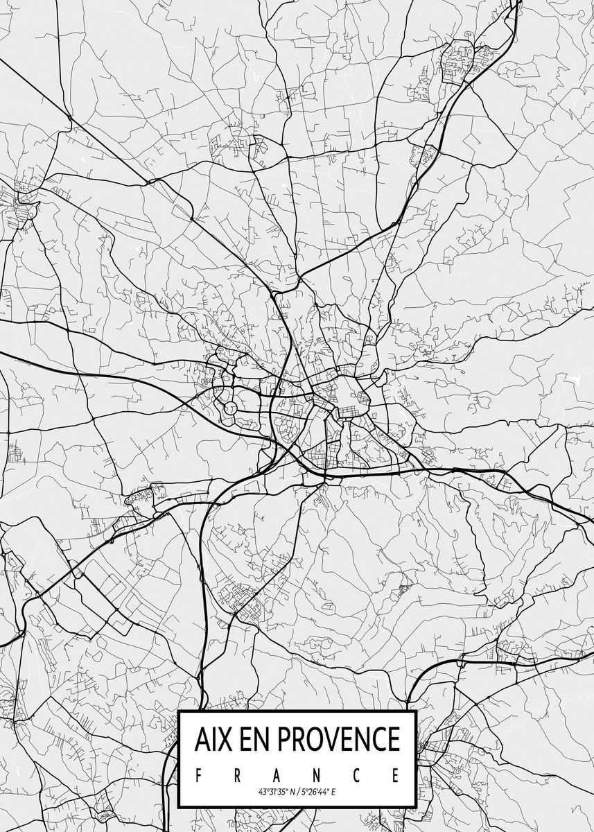 'Aix en Provence Map Light' Poster, picture, metal print, paint by ...