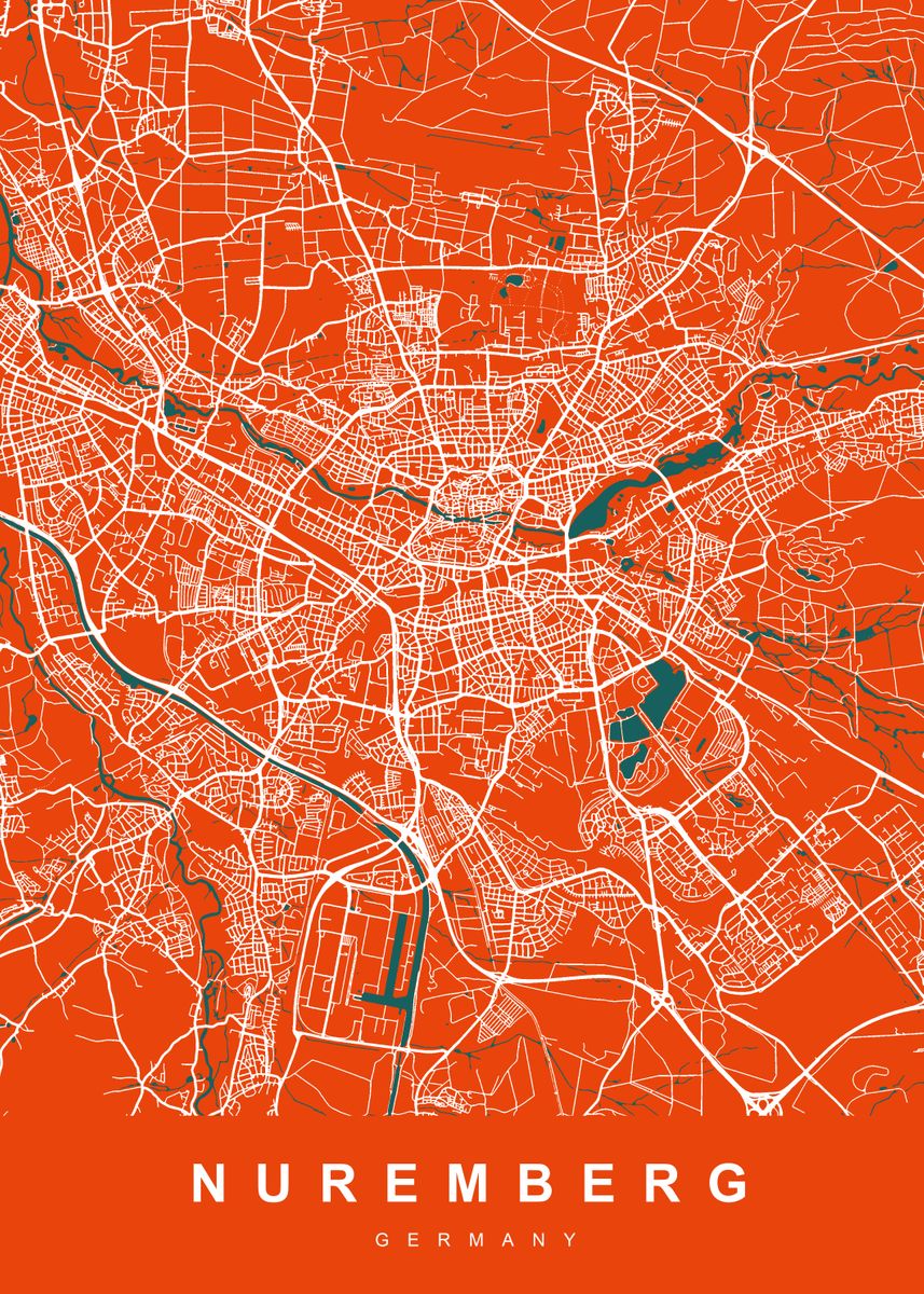 'NUREMBERG Map GERMANY' Poster, picture, metal print, paint by ...